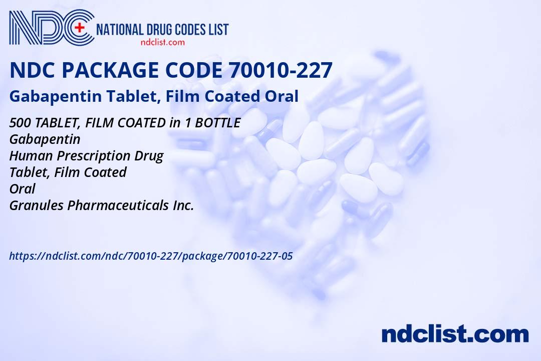 Gabapentin Tablet, Film Coated- NDC70010-227-05