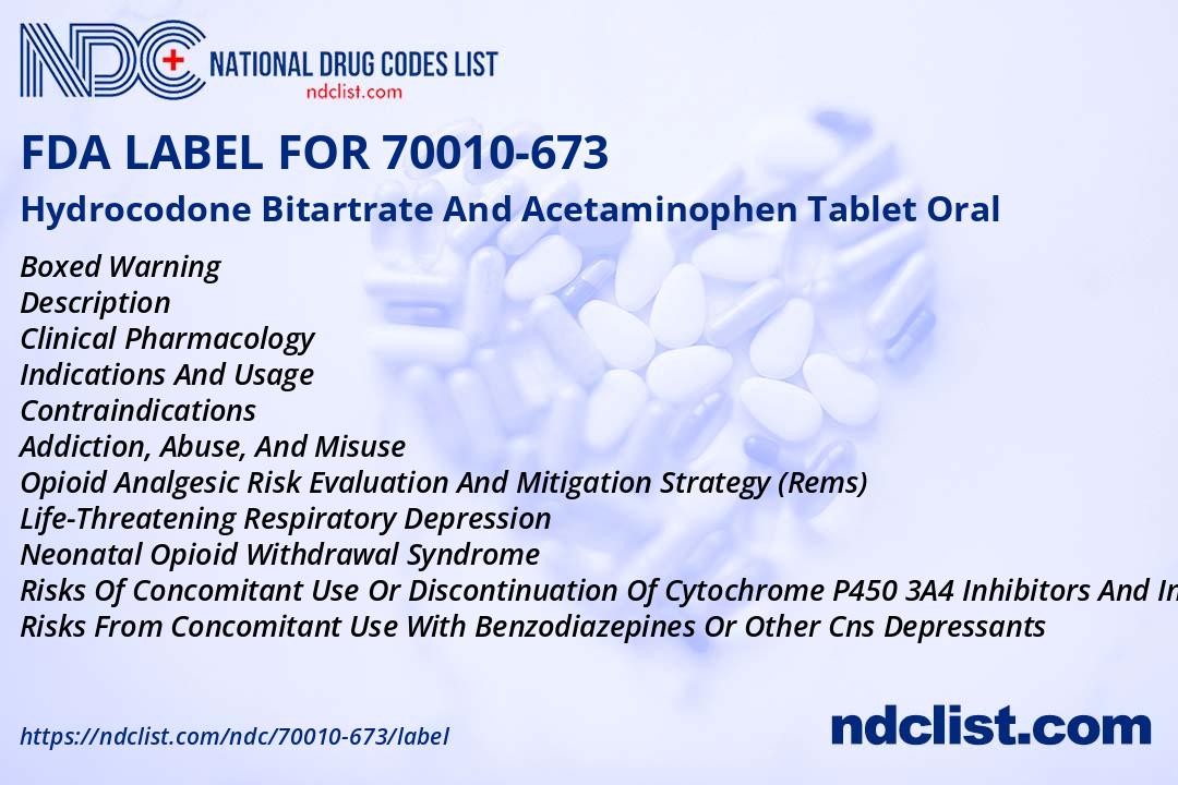 FDA Label for Hydrocodone Bitartrate And Acetaminophen Tablet Oral ...