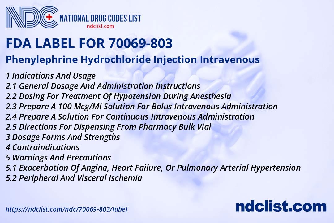 Phenylephrine Hydrochloride FDA Label - NDC 70069-803