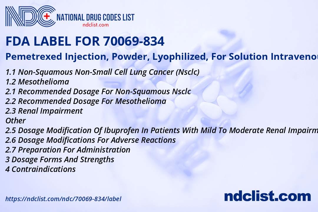 Pemetrexed- FDA Label NDC70069-834