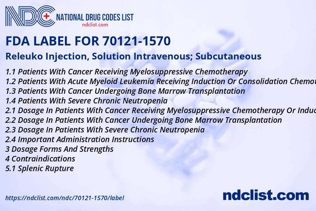 Releuko Injection, Solution FDA Label - NDC 70121-1570
