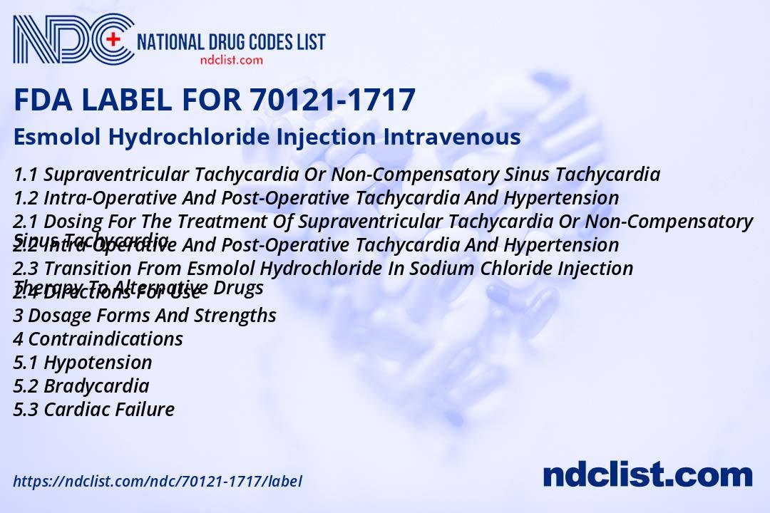 FDA Label for Esmolol Hydrochloride Injection Intravenous - Indications ...