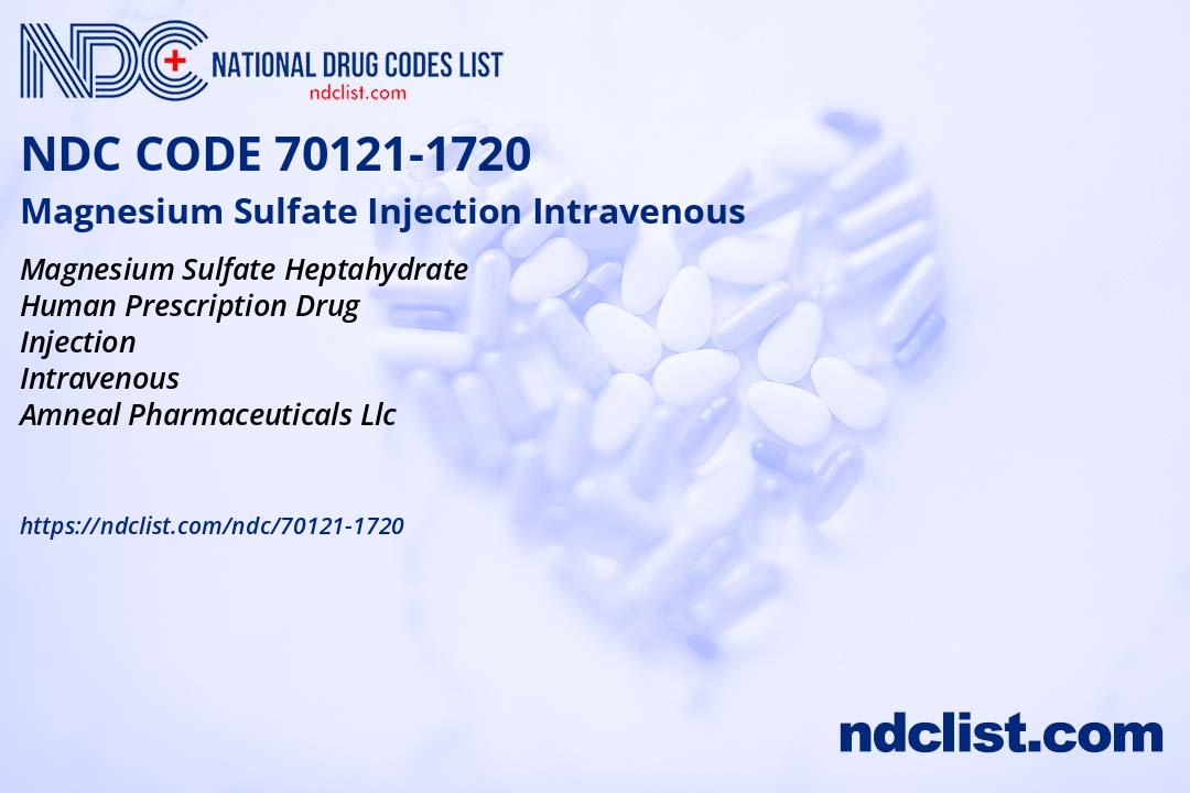 NDC 70121-1720 Magnesium Sulfate Injection Intravenous
