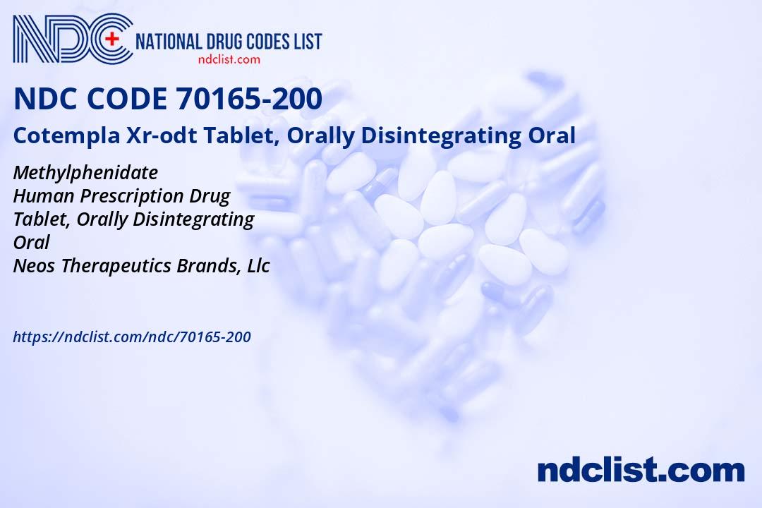 NDC 70165-200 Cotempla Xr-odt Tablet, Orally Disintegrating Oral