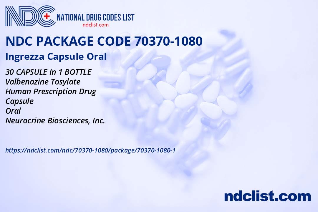Ingrezza Capsule NDC Package 70370-1080-1
