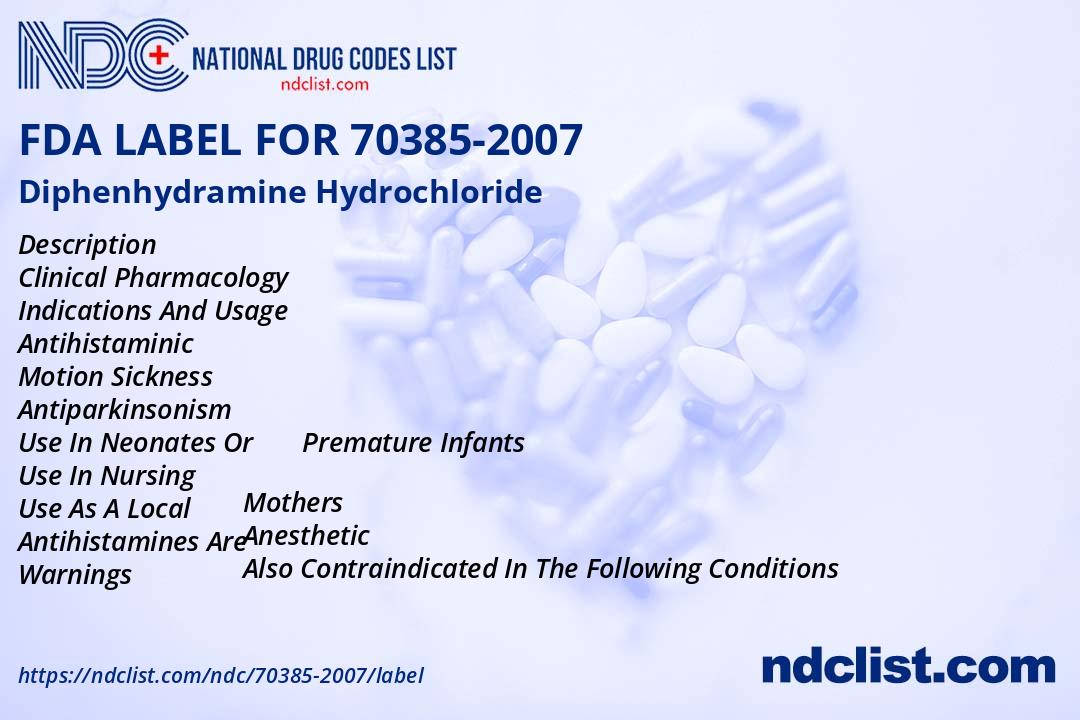 FDA Label for Diphenhydramine Hydrochloride - Indications, Usage ...
