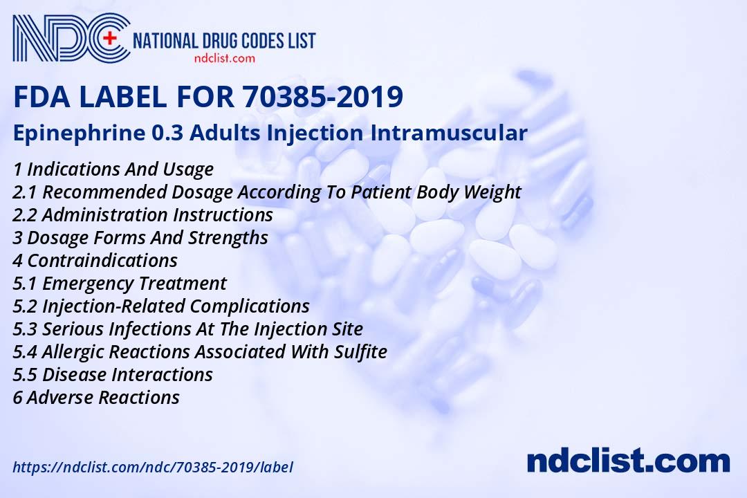 FDA Label for Epinephrine 0.3 Adults Injection Intramuscular - Indications, Usage & Precautions
