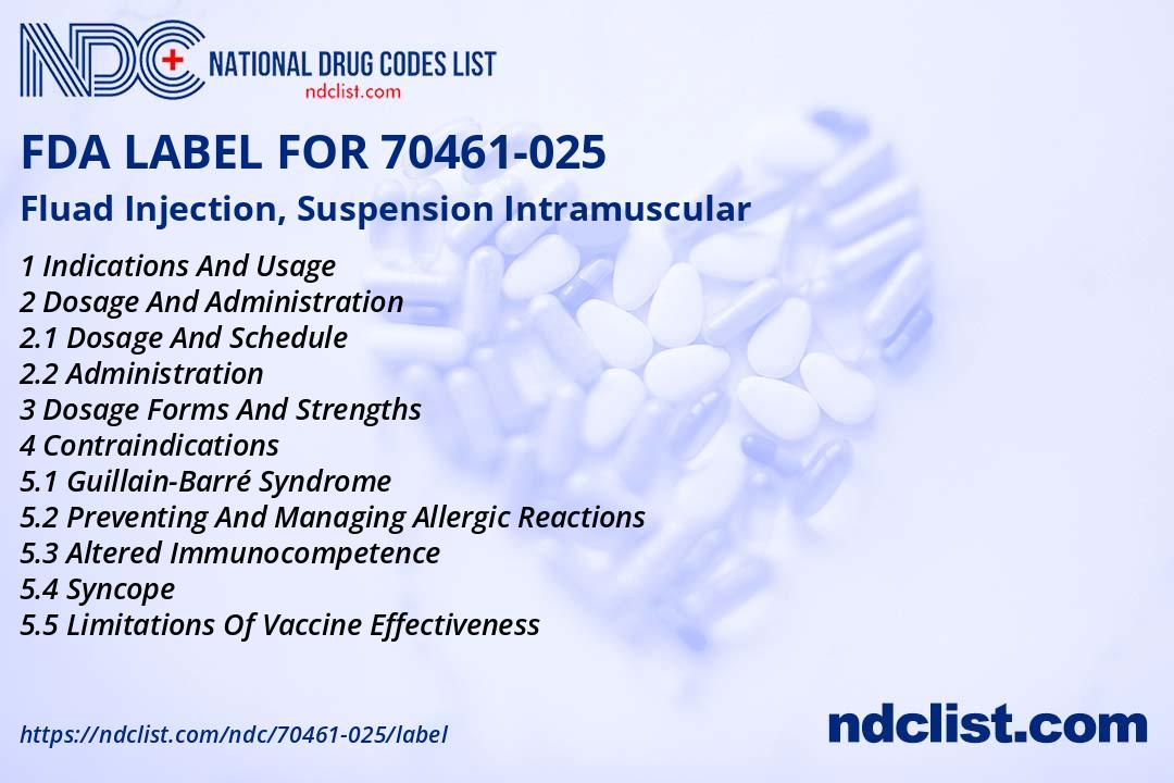 Fluad Injection, Suspension FDA Label - NDC 70461-025
