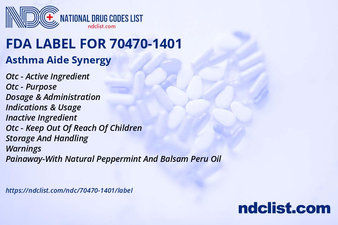 FDA Label for Asthma Aide Synergy - Indications, Usage & Precautions