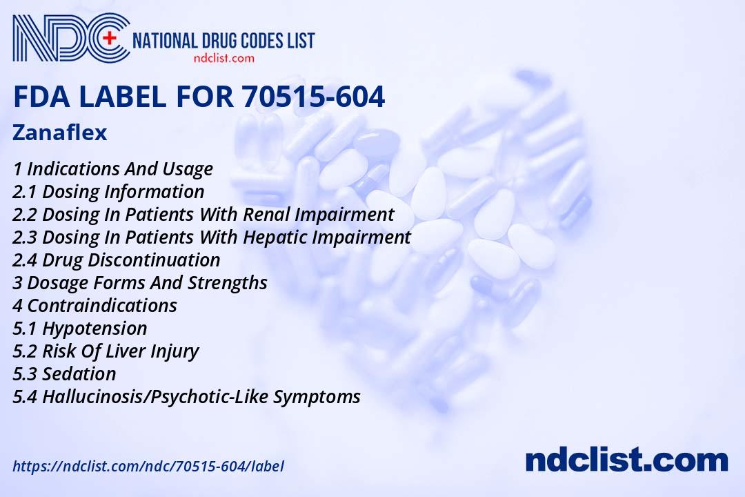 FDA Label for Zanaflex Capsule Oral - Indications, Usage & Precautions