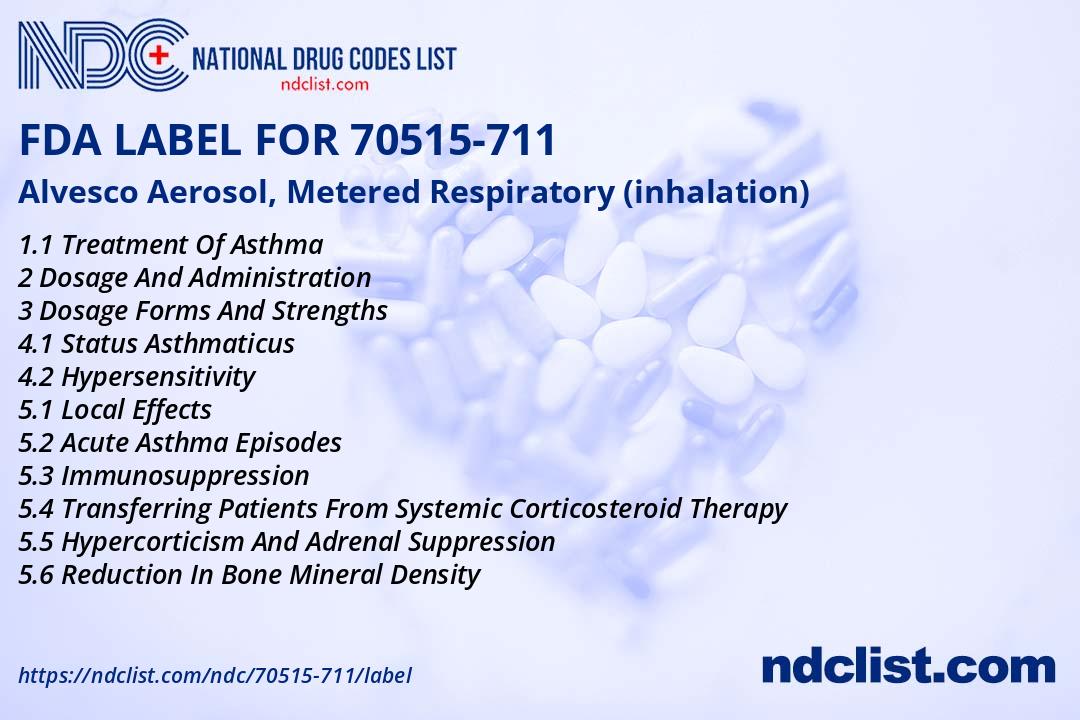 Alvesco Aerosol, Metered FDA Label - NDC 70515-711