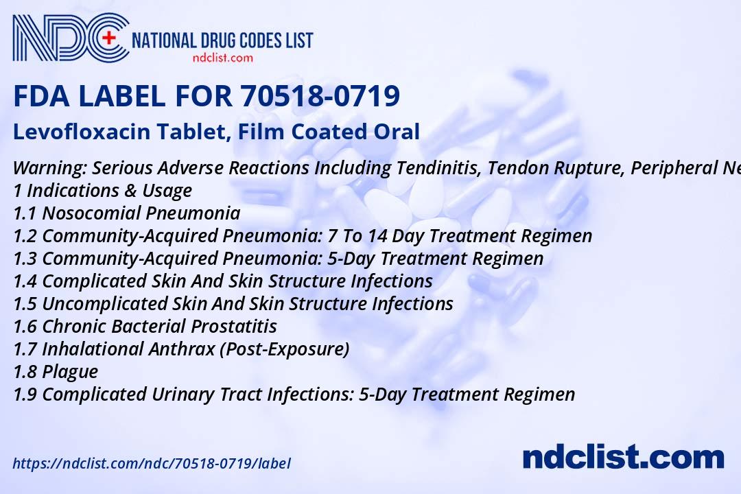 FDA Label for Levofloxacin Tablet, Film Coated Oral - Indications ...
