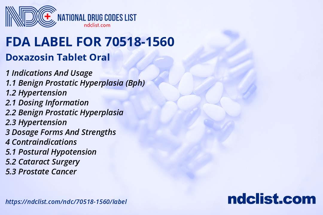 FDA Label for Doxazosin Tablet Oral - Indications, Usage & Precautions