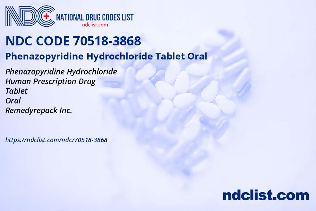 NDC 70518-3868 Phenazopyridine Hydrochloride Tablet Oral