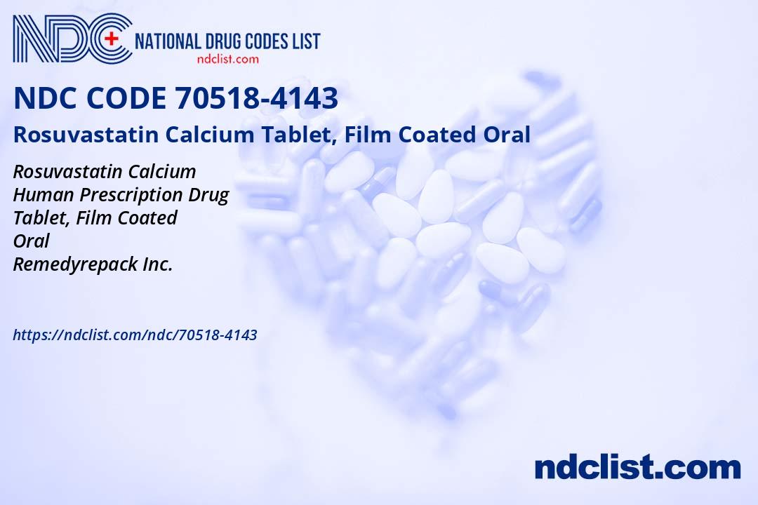 NDC 70518-4143 Rosuvastatin Calcium Tablet, Film Coated Oral