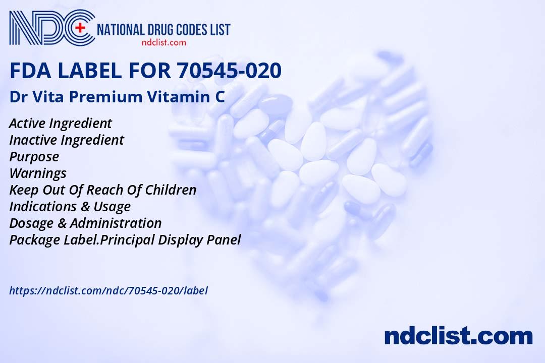 FDA Label for Dr Vita Premium Vitamin C - Indications, Usage & Precautions
