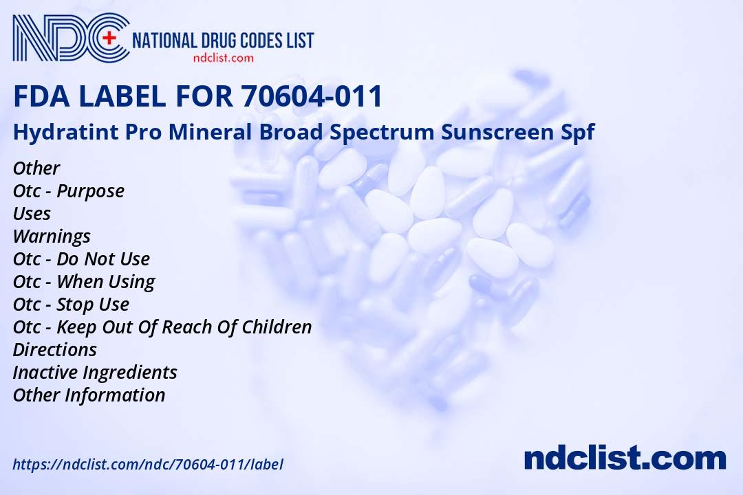 FDA Label for Hydratint Pro Mineral Broad Spectrum Sunscreen Spf ...