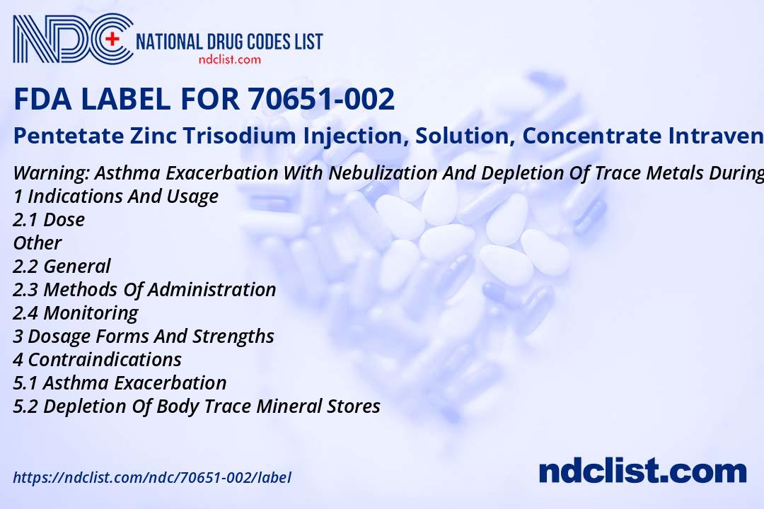FDA Label for Pentetate Zinc Trisodium Injection, Solution, Concentrate ...