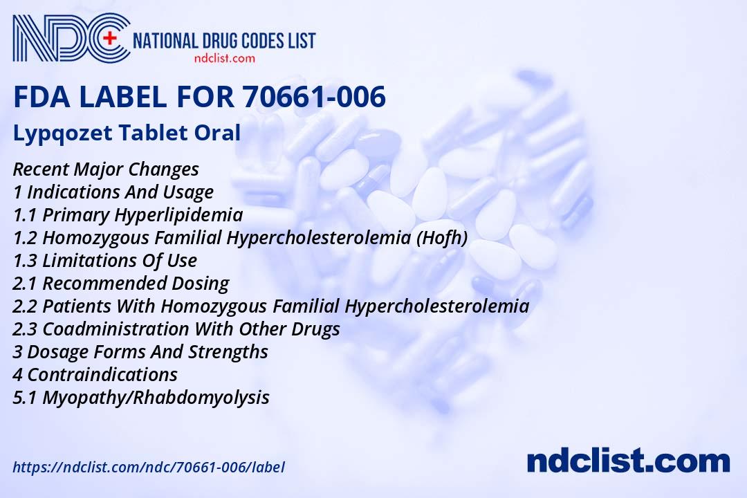 FDA Label for Lypqozet - Indications, Usage & Precautions