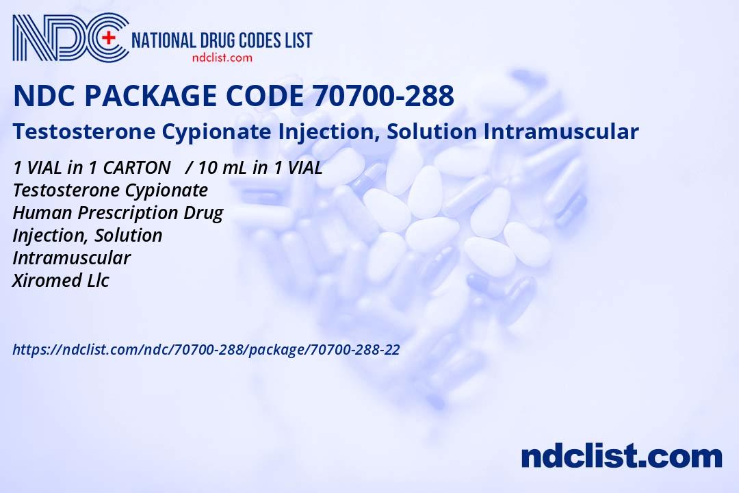 Testosterone Cypionate NDC Package 70700-288-22