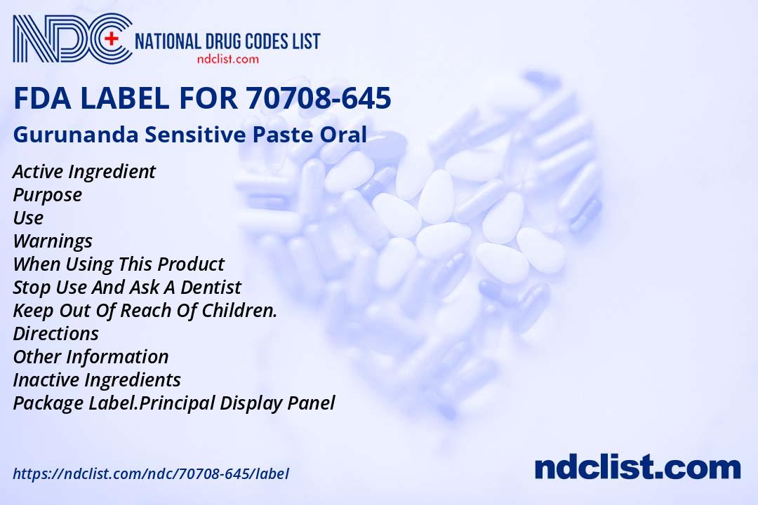Gurunanda Sensitive Paste FDA Label - NDC 70708-645