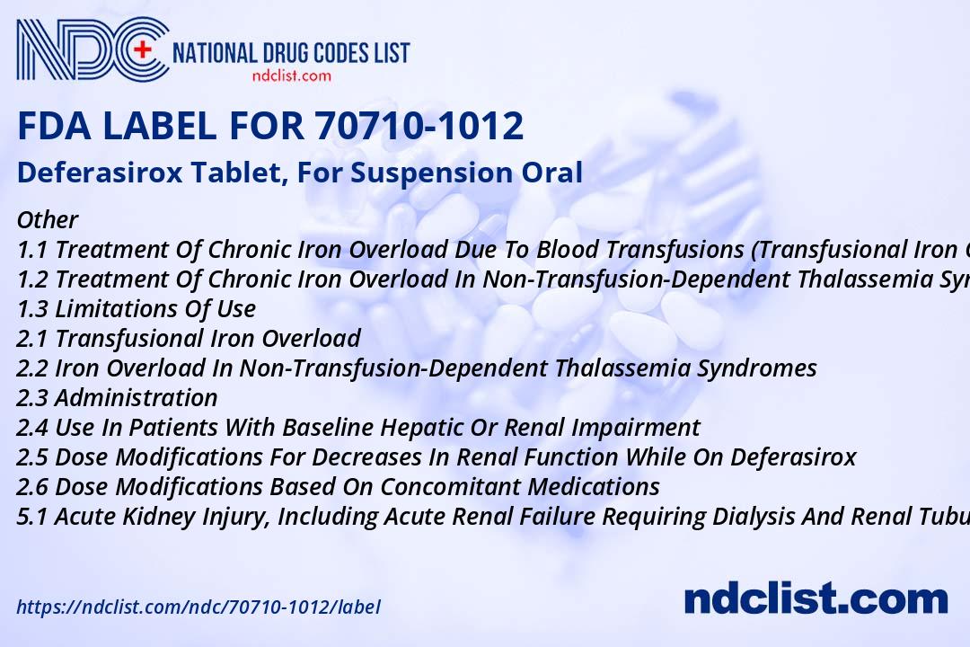 FDA Label for Deferasirox - Indications, Usage & Precautions