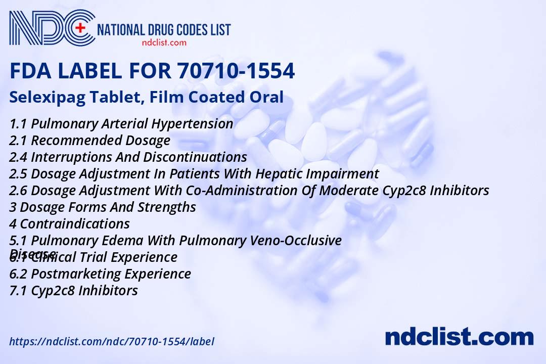 FDA Label for Selexipag Tablet, Film Coated Oral - Indications, Usage ...