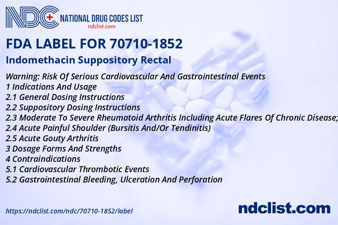 FDA Label for Indomethacin Suppository Rectal - Indications, Usage ...