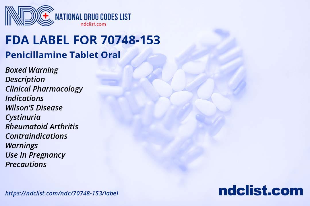 FDA Label for Penicillamine Tablet Oral - Indications, Usage & Precautions