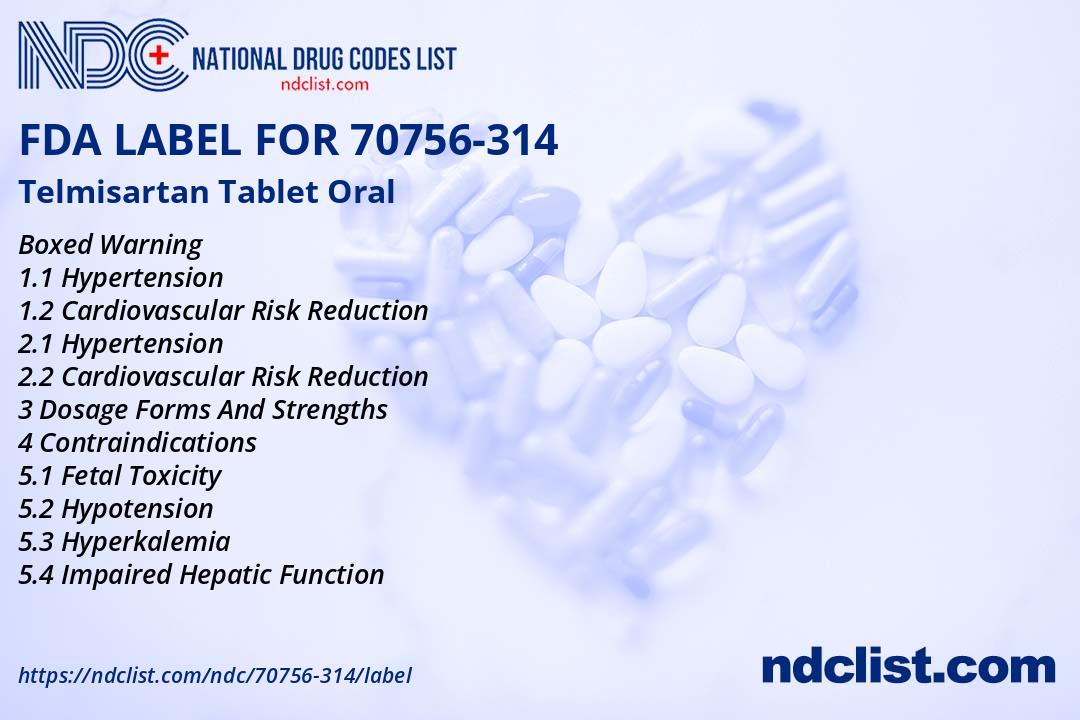 FDA Label for Telmisartan Tablet Oral - Indications, Usage & Precautions