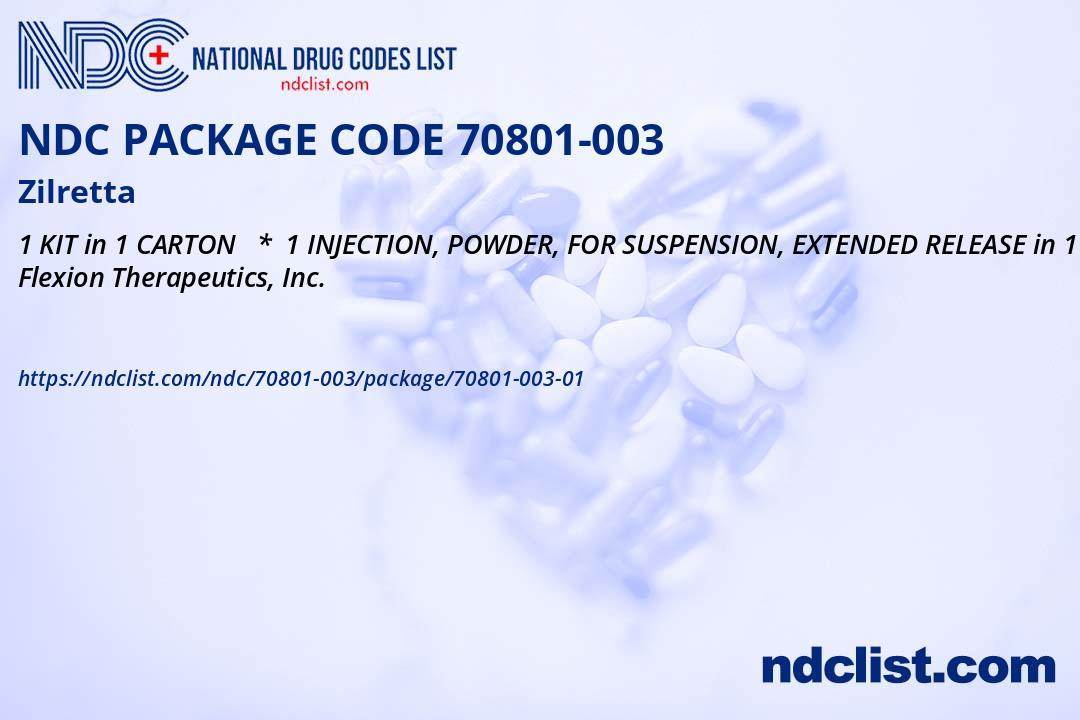 NDC Package 70801-003-01 Zilretta