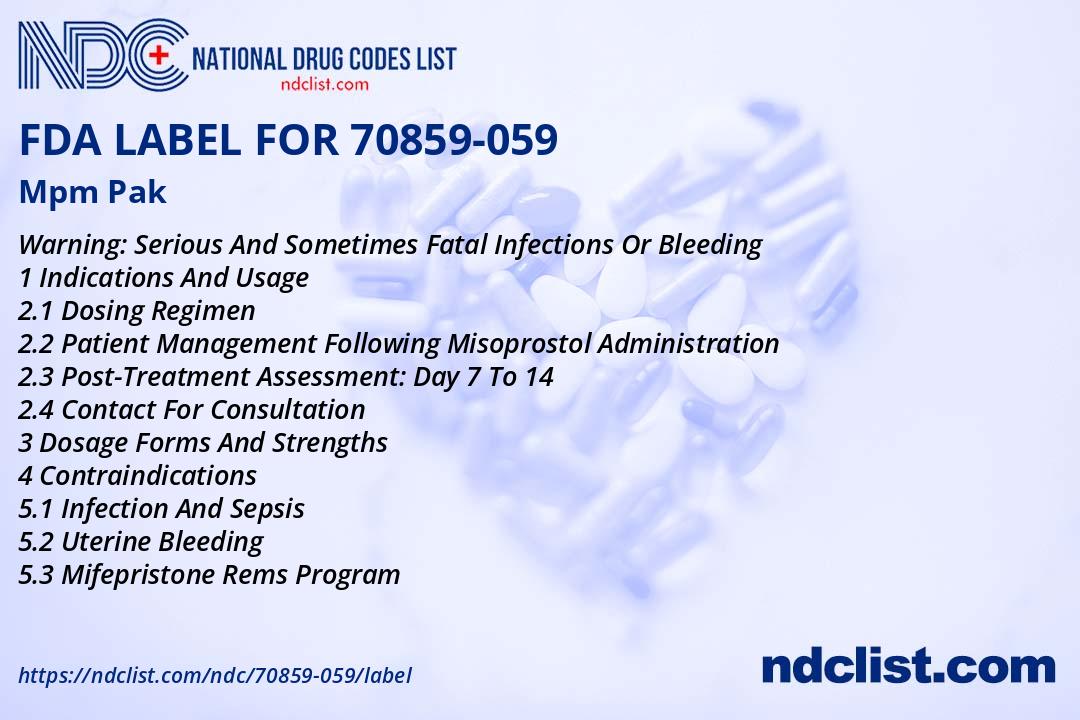 FDA Label for Mpm Pak - Indications, Usage & Precautions