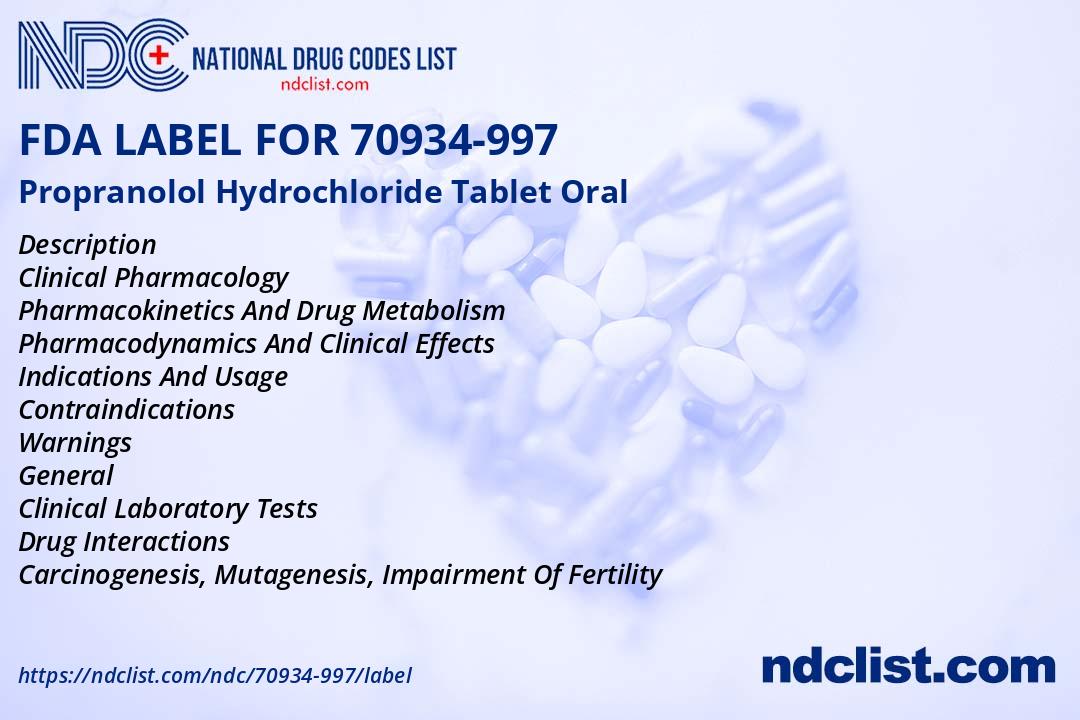 FDA Label for Propranolol Hydrochloride - Indications, Usage & Precautions