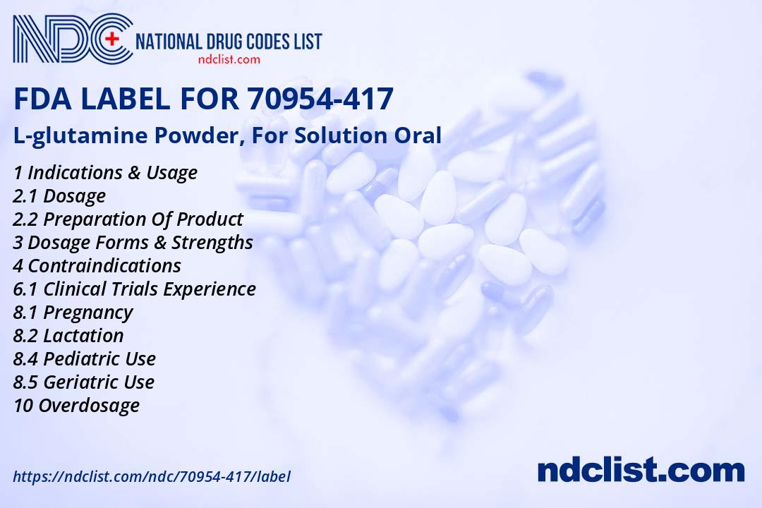 L-glutamine Powder, For Solution FDA Label - NDC 70954-417