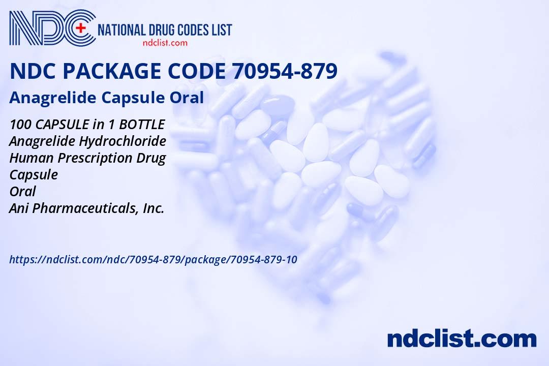 NDC Package 70954-879-10 Anagrelide Capsule Oral