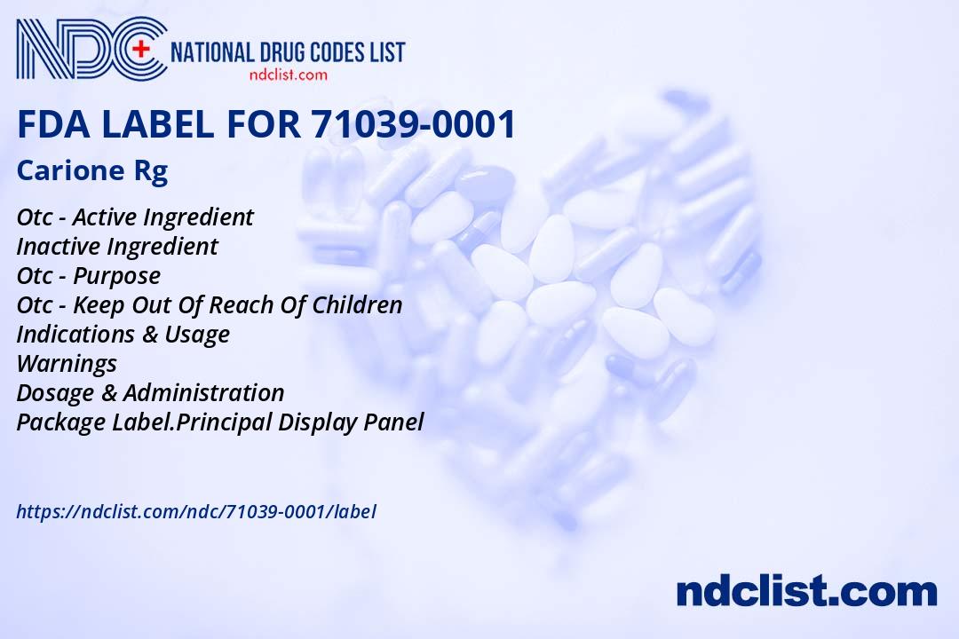 Carione Rg FDA Label - NDC 71039-0001