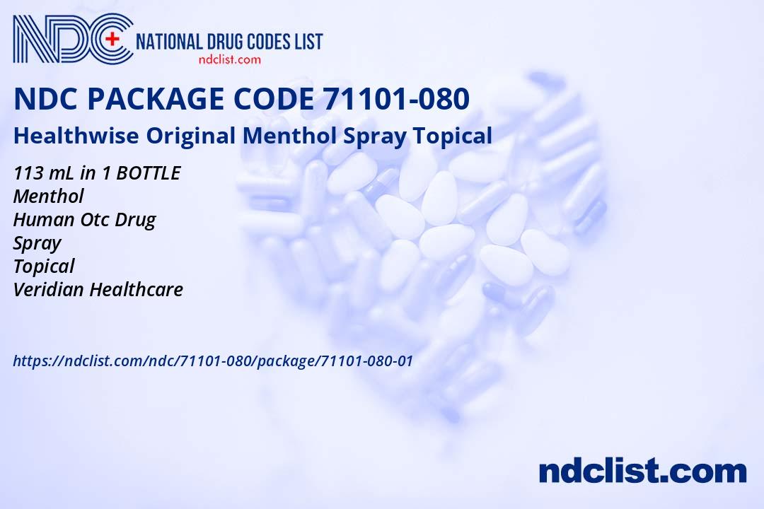 Healthwise Original Menthol Spray NDC Package 71101-080-01