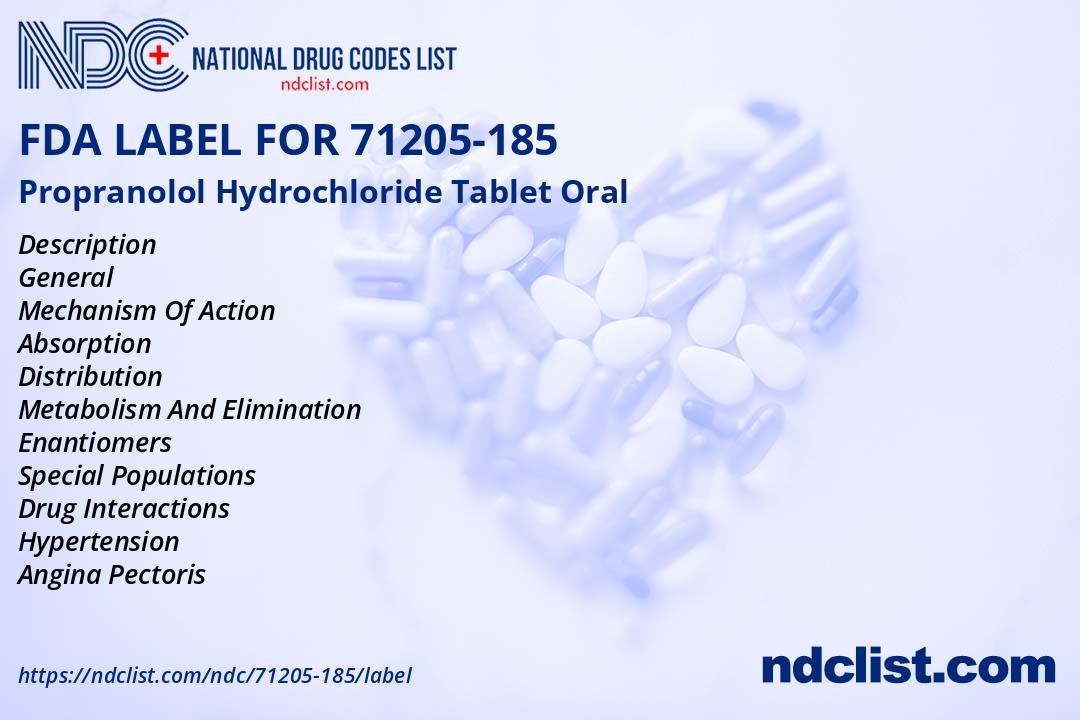 FDA Label for Propranolol Hydrochloride - Indications, Usage & Precautions