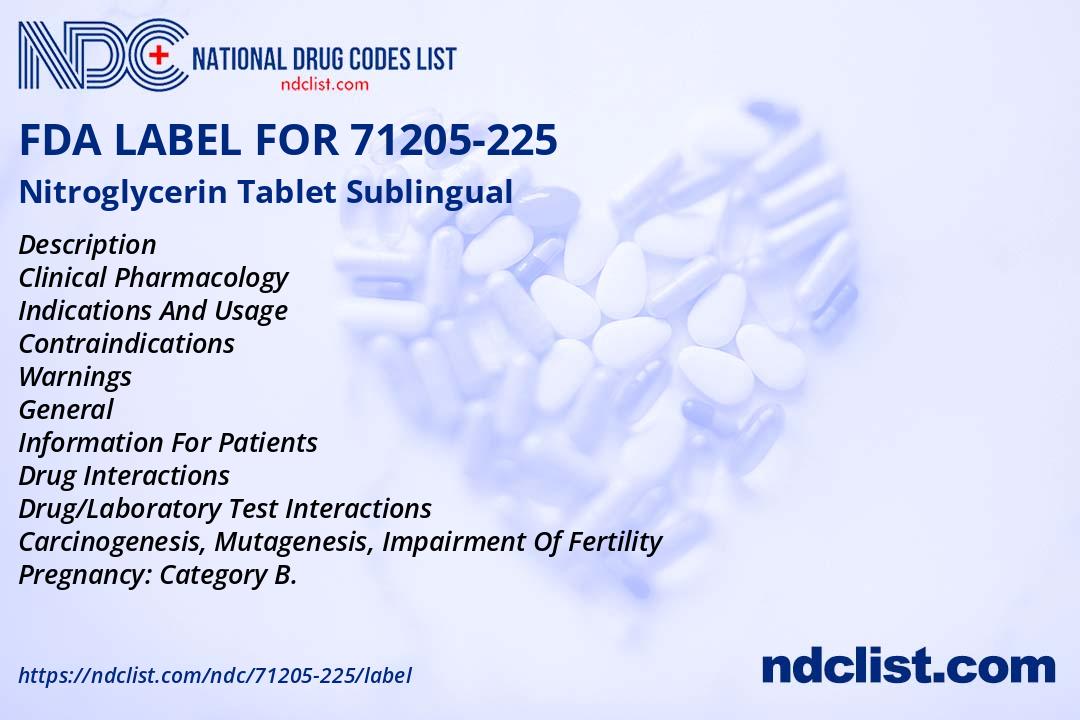 FDA Label for Nitroglycerin Tablet Sublingual - Indications, Usage ...