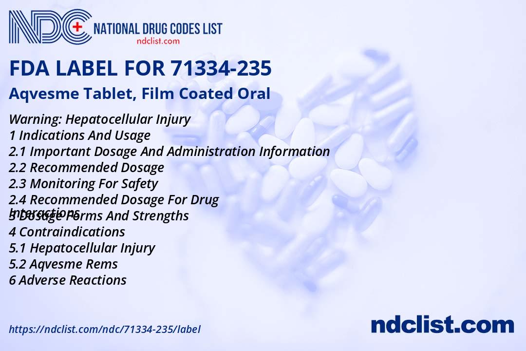 Aqvesme Tablet, Film Coated FDA Label - NDC 71334-235