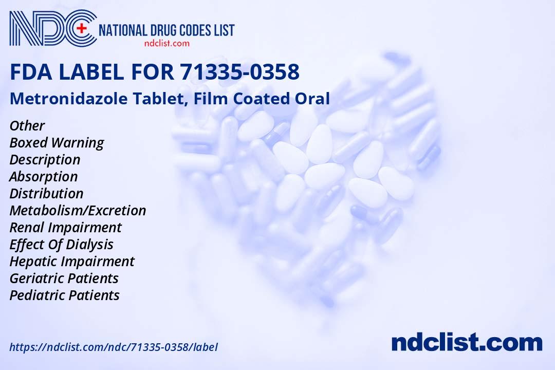FDA Label for Metronidazole Tablet, Film Coated Oral - Indications ...