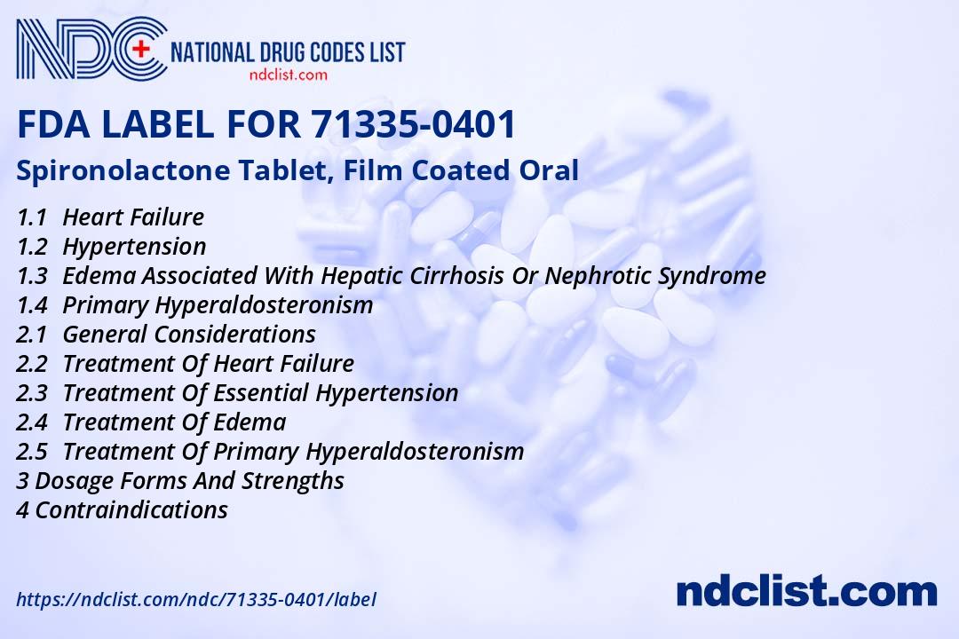 Spironolactone Tablet, Film Coated- FDA Label NDC71335-0401