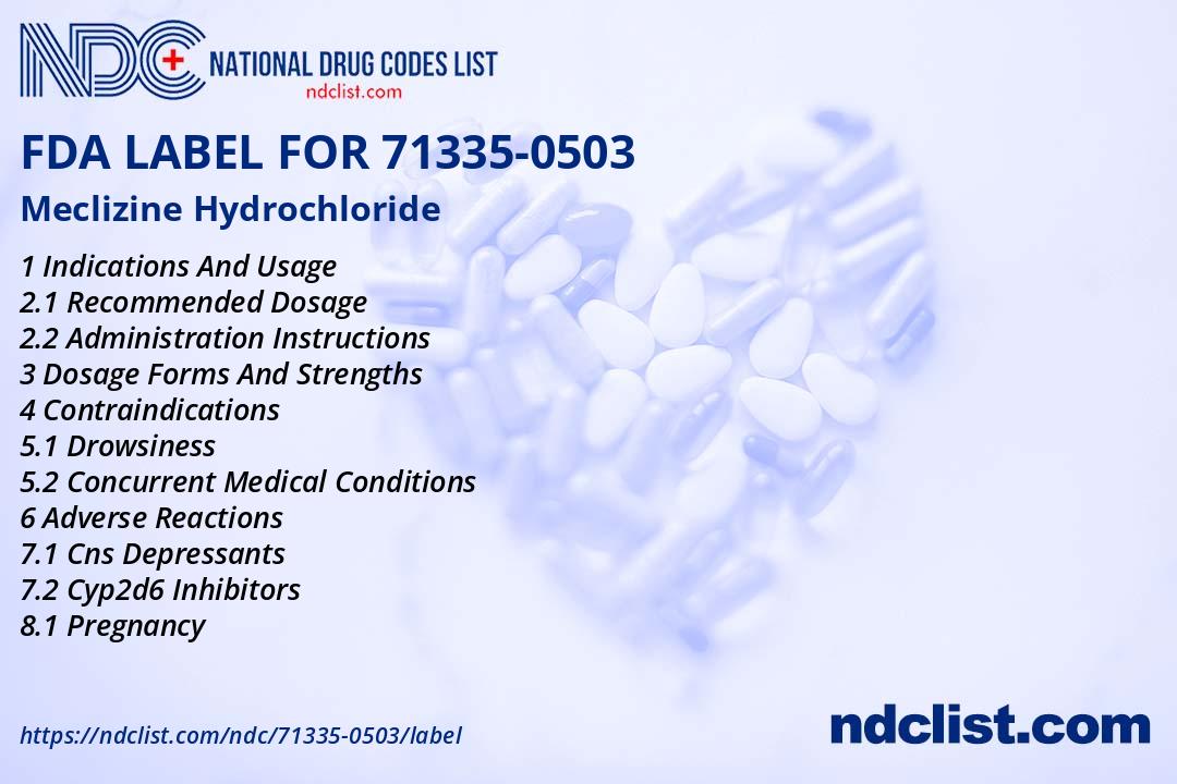 Meclizine Hydrochloride Tablet- FDA Label NDC71335-0503