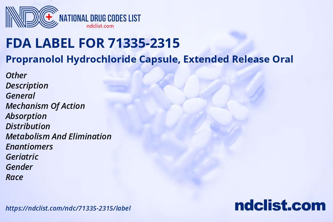 FDA Label for Propranolol Hydrochloride Capsule, Extended Release Oral ...