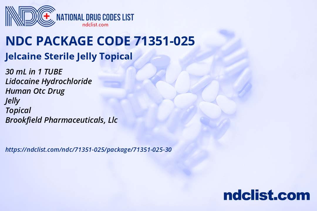 NDC Package 71351-025-30 Jelcaine Sterile Jelly Topical
