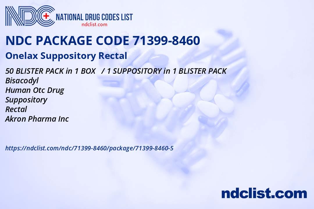 Onelax Suppository NDC Package 71399-8460-5