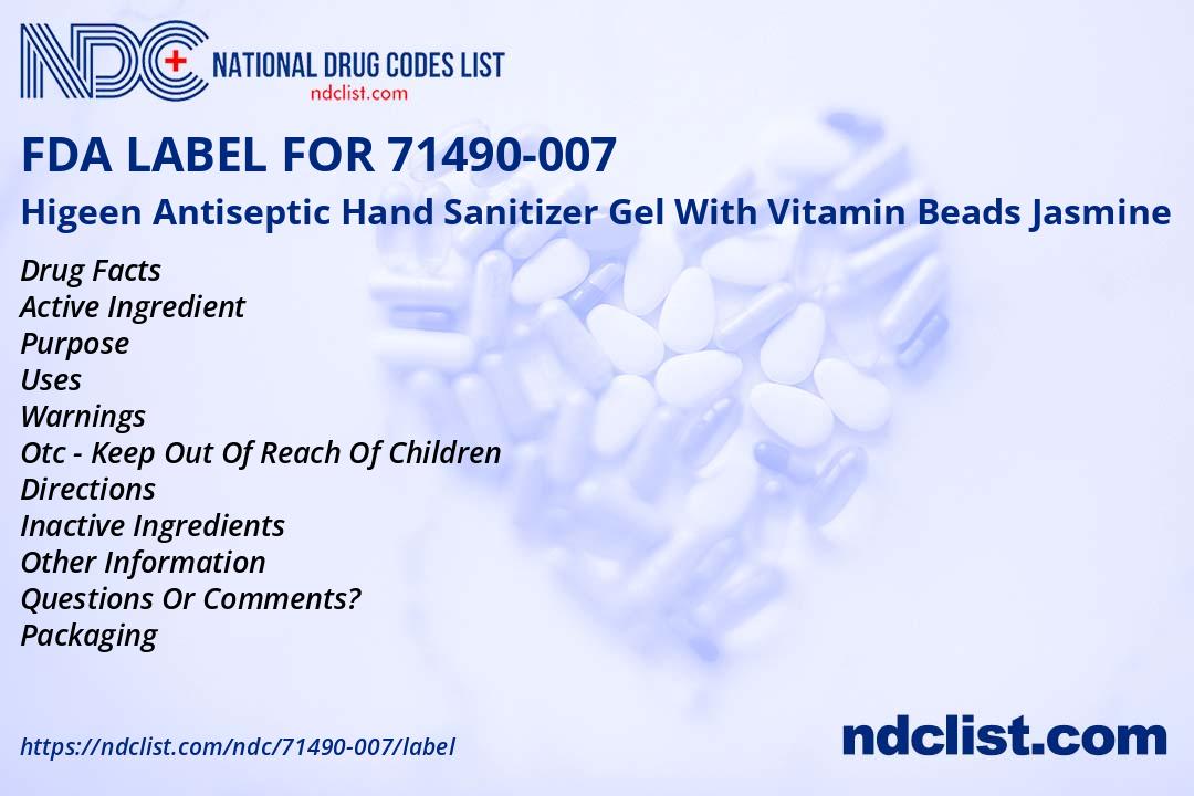 FDA Label for Higeen Antiseptic Hand Sanitizer Gel With Vitamin Beads ...