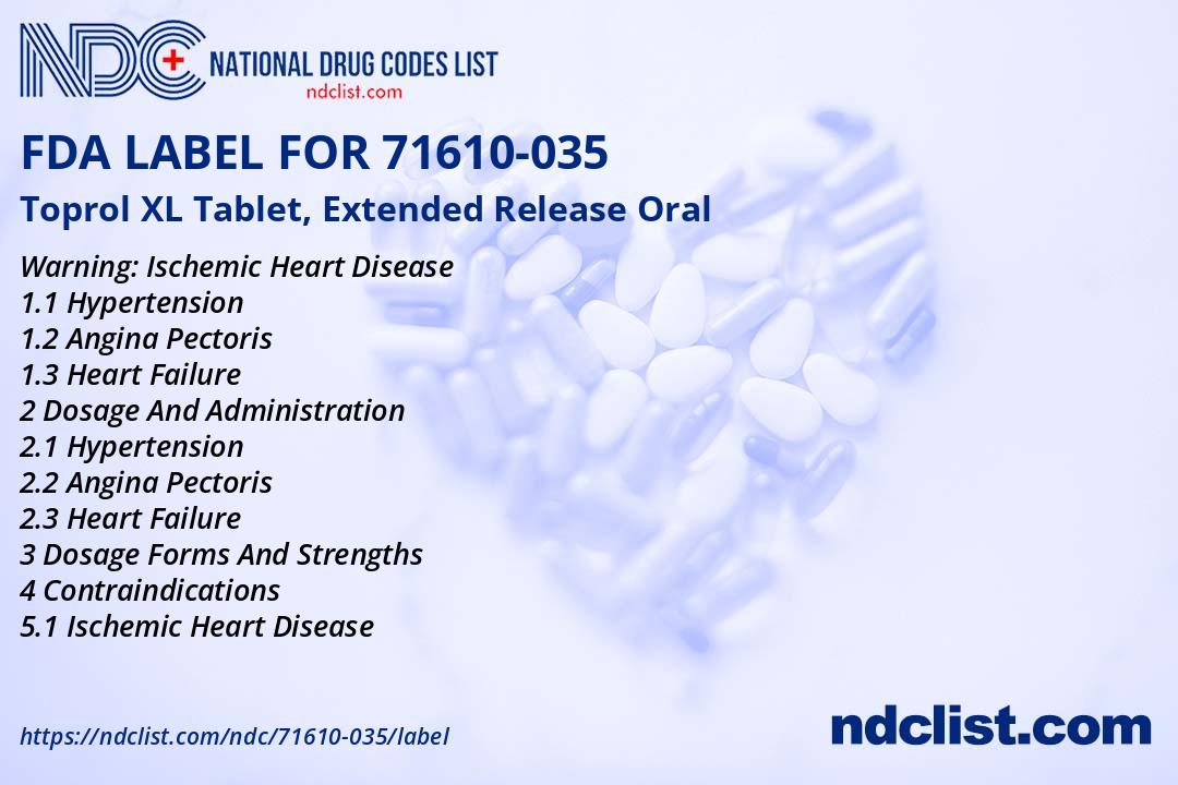 Toprol Tablet, Extended Release FDA Label - NDC 71610-035