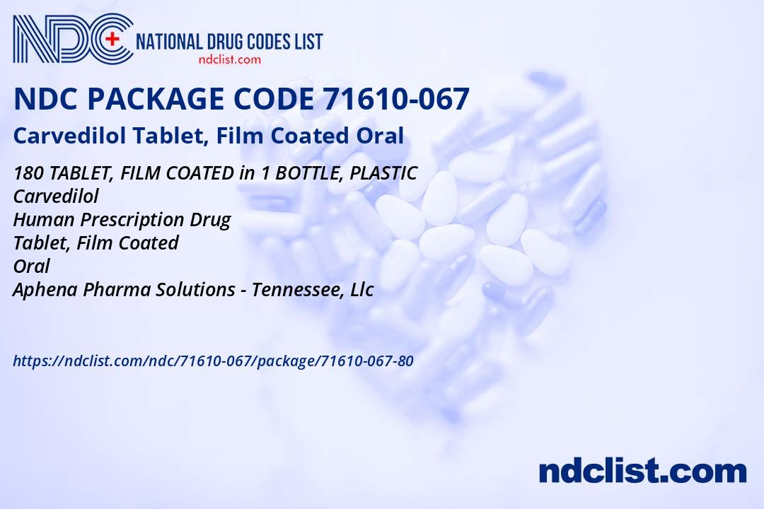 Carvedilol Tablet, Film Coated- NDC71610-067-80
