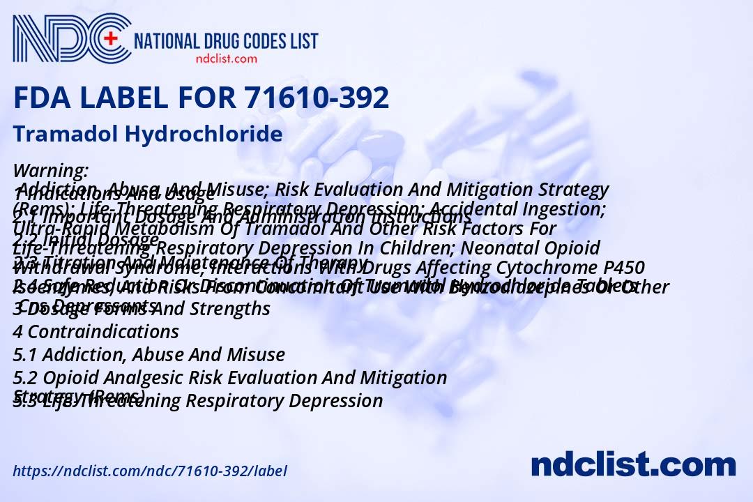 Tramadol Hydrochloride FDA Label - NDC 71610-392